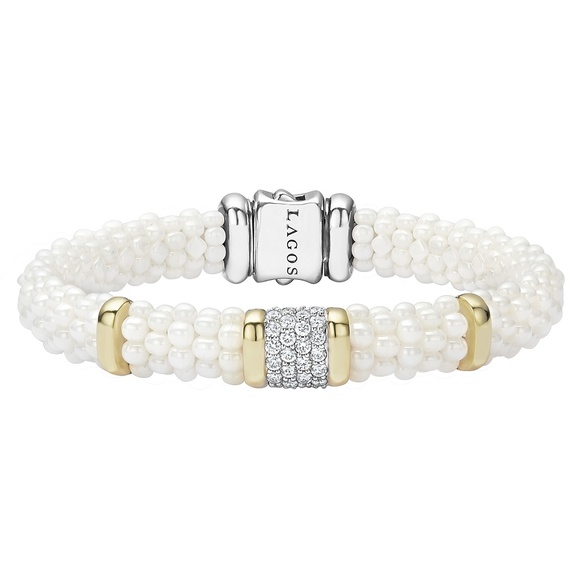 LAGOS | Jewelry | Lagos White Ceramic Gold And Diamond Bracelet | Poshmark